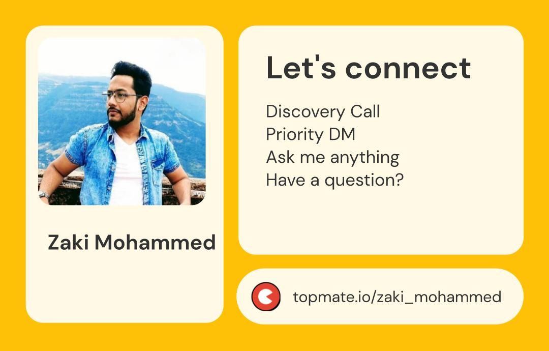 Zaki Mohammed Shaikh on LinkedIn: #topmate #m Zaki Mohammed Shaikh on LinkedIn: #topmate #m
