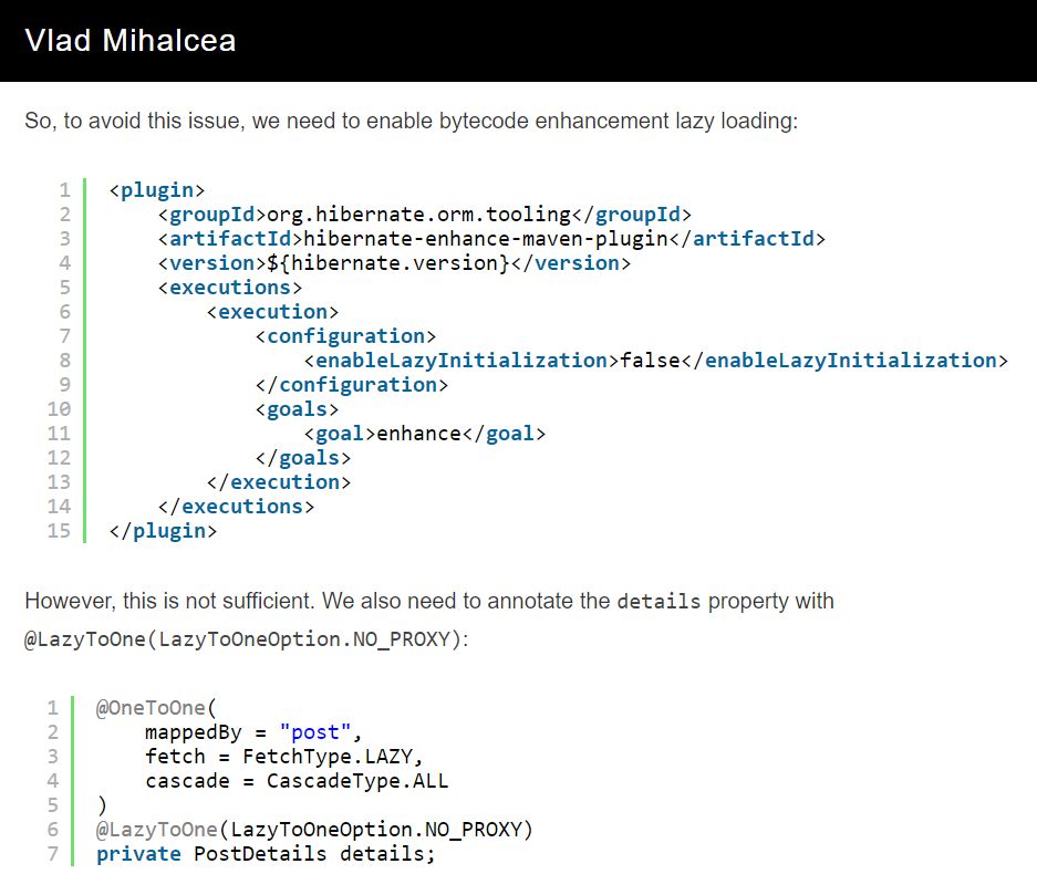 Vlad Mihalcea on LinkedIn: How does the Hibernate LazyToOne annotation ... Vlad Mihalcea on LinkedIn: How does the Hibernate LazyToOne annotation ...