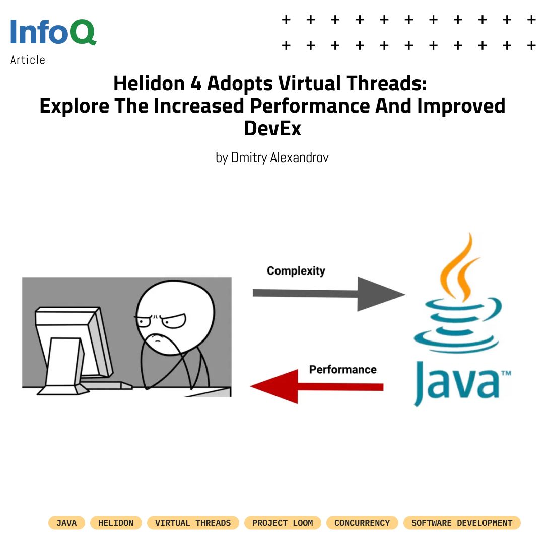 Helidon 4: Java 21's virtual threads from Project Loom | InfoQ posted ... Helidon 4: Java 21's virtual threads from Project Loom | InfoQ posted ...