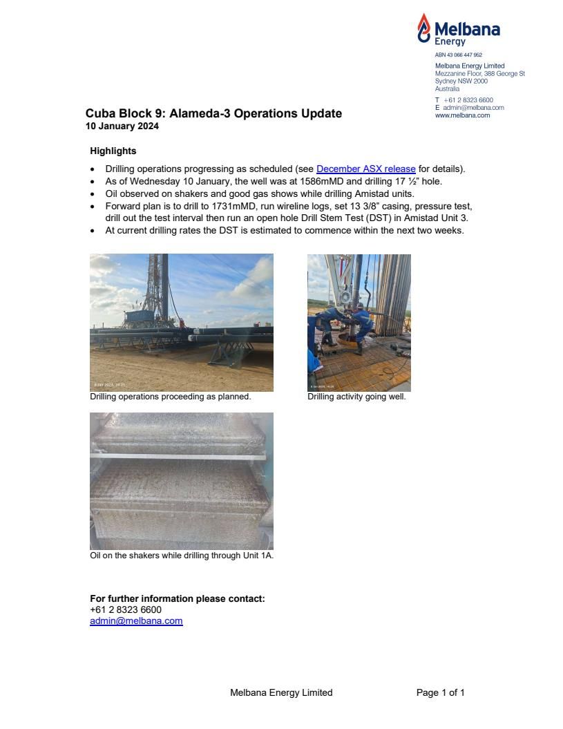 Drilling operations in Amistad Unit 3 | Melbana Energy Limited posted ... Drilling operations in Amistad Unit 3 | Melbana Energy Limited posted ...