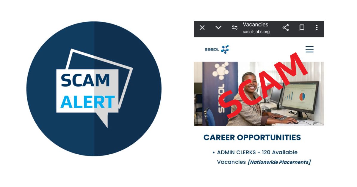 Sasol on LinkedIn: SCAM ALERT | This is a scam. Please report it to the ... Sasol on LinkedIn: SCAM ALERT | This is a scam. Please report it to the ...