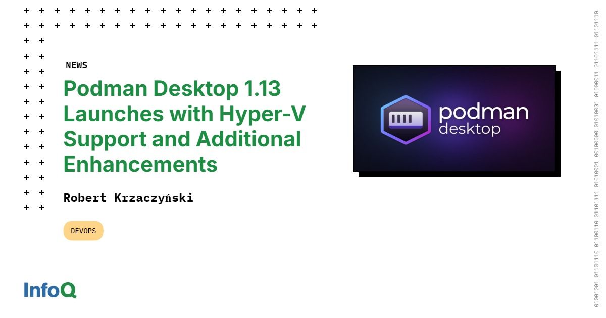InfoQ on LinkedIn: #podman #infoq #devops #kubernetes #windows #hyperv InfoQ on LinkedIn: #podman #infoq #devops #kubernetes #windows #hyperv