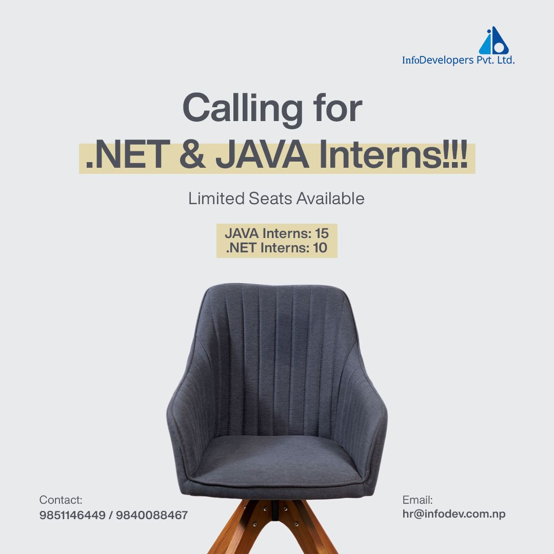 Calling for .NET & JAVA Interns!!! Register now: https://lnkd.in ... Calling for .NET & JAVA Interns!!! Register now: https://lnkd.in ...