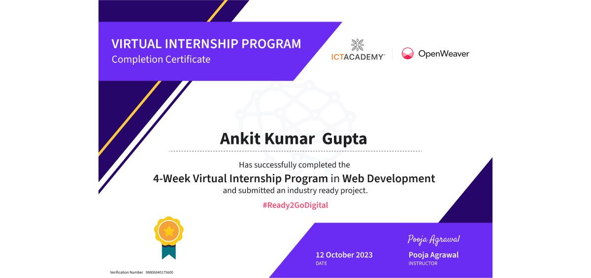 ANKIT KUMAR GUPTA on LinkedIn: Virtual Internship Program - Web ... ANKIT KUMAR GUPTA on LinkedIn: Virtual Internship Program - Web ...