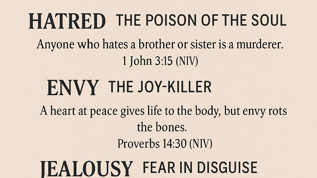The Destructive Trio: Hatred, Envy, and Jealousy – A Biblical Perspective The Destructive Trio: Hatred, Envy, and Jealousy – A Biblical Perspective