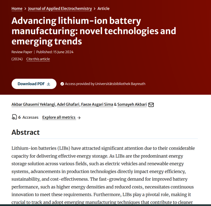 Advancing lithium-ion battery manufacturing: novel technologies and ... Advancing lithium-ion battery manufacturing: novel technologies and ...