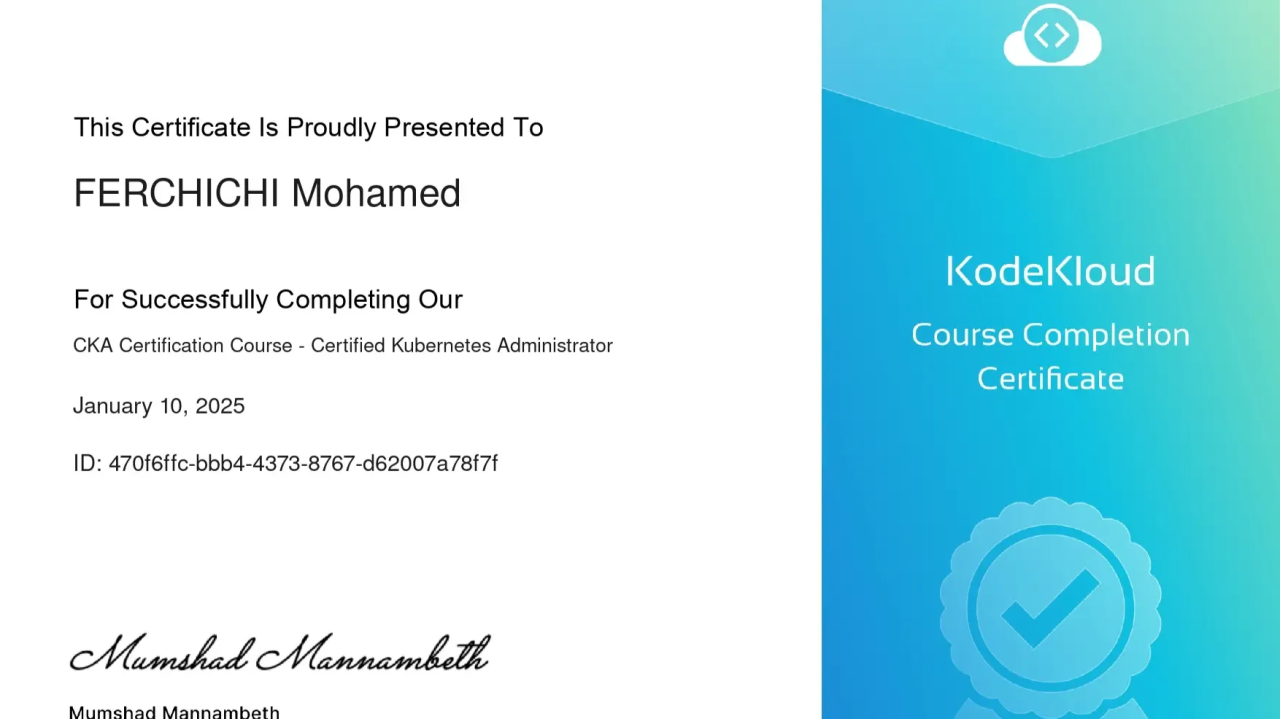 Just Completed the CKA Course on KodeKloud Just Completed the CKA Course on KodeKloud