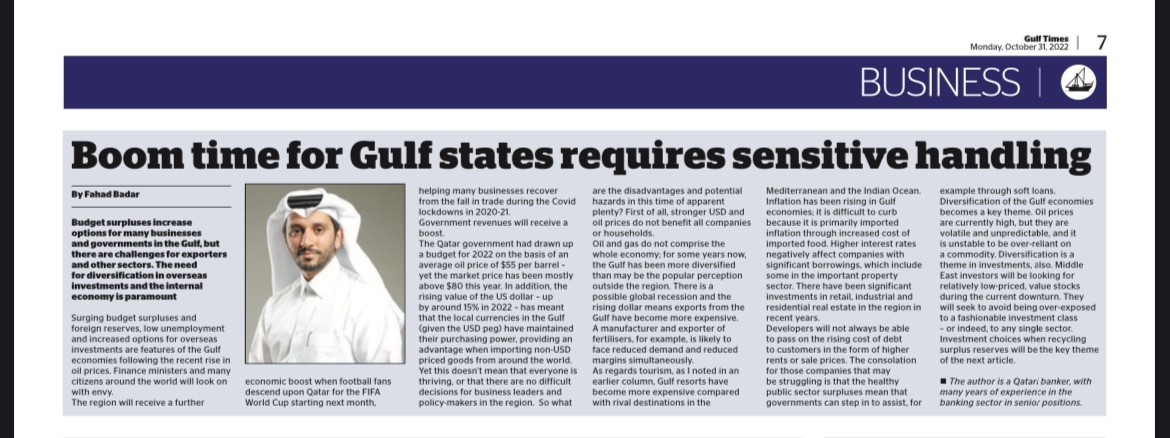 Boom time for Gulf states requires sensitive handling Boom time for Gulf states requires sensitive handling