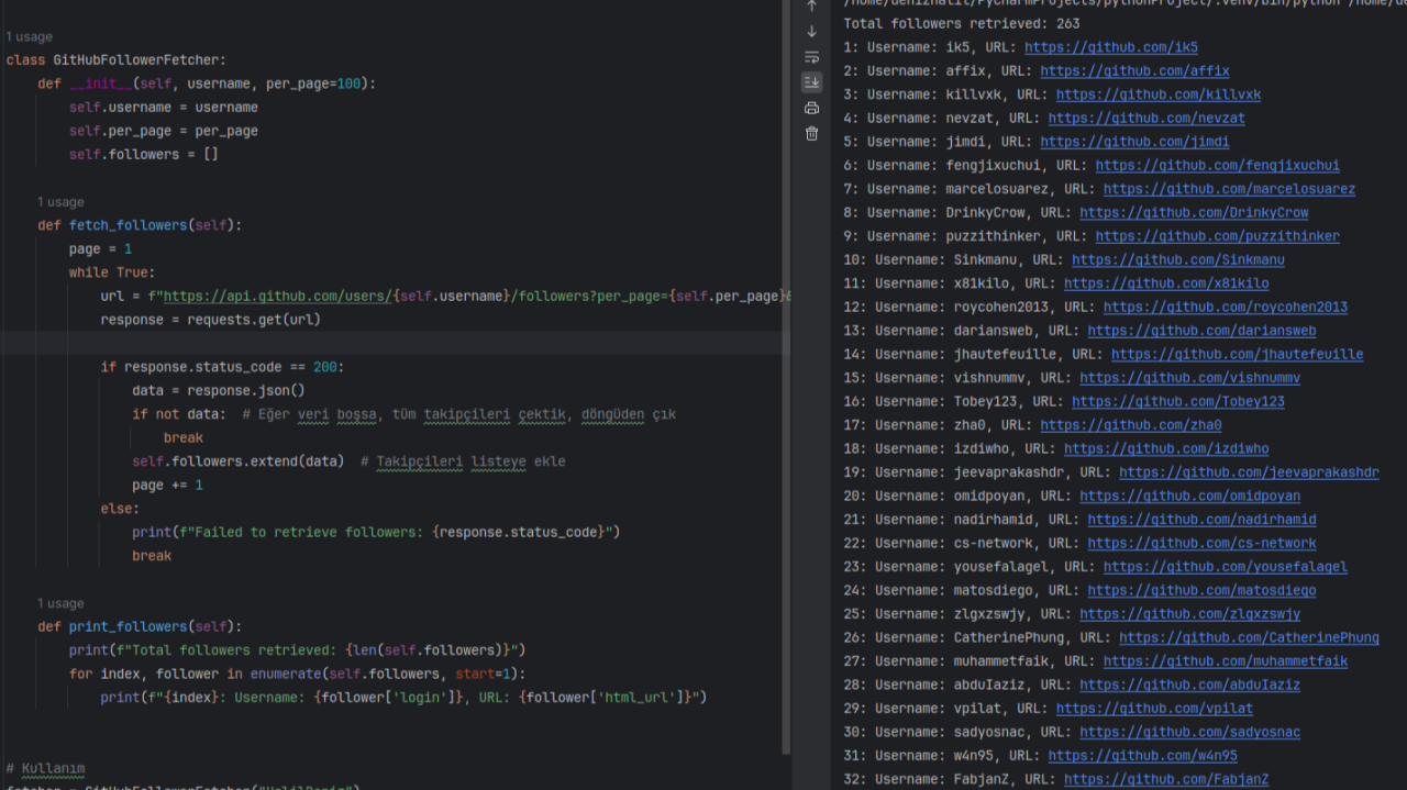 Fetching GitHub Followers Using Python and Class Structure Fetching GitHub Followers Using Python and Class Structure