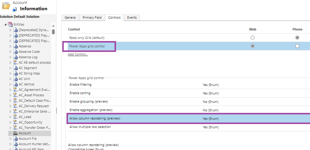 Allow column reordering (preview) - Power Apps Grid Control Allow column reordering (preview) - Power Apps Grid Control