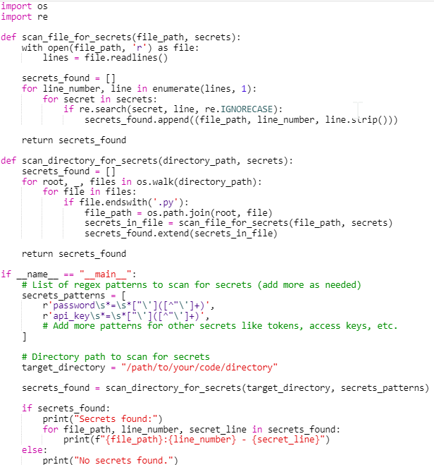Code Secret Scanning in DevSecops Using Python Code Secret Scanning in DevSecops Using Python