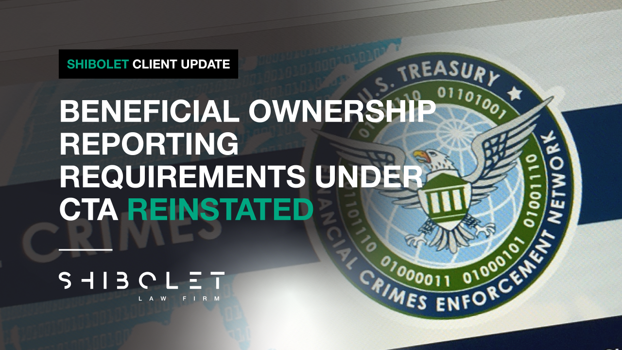 Beneficial Ownership Reporting Requirements under CTA Reinstated Beneficial Ownership Reporting Requirements under CTA Reinstated