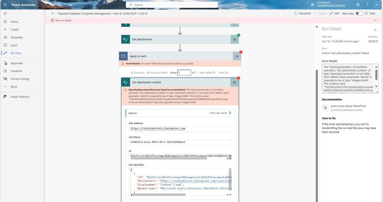 Resolve the error Input parameter 'itemId' is required to be of type ... Resolve the error Input parameter 'itemId' is required to be of type ...