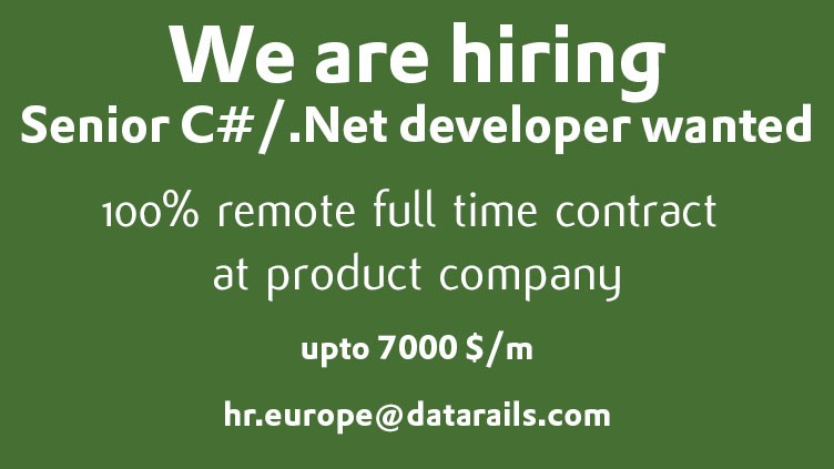 We are hiring Senior C# Developer at Datarails We are hiring Senior C# Developer at Datarails