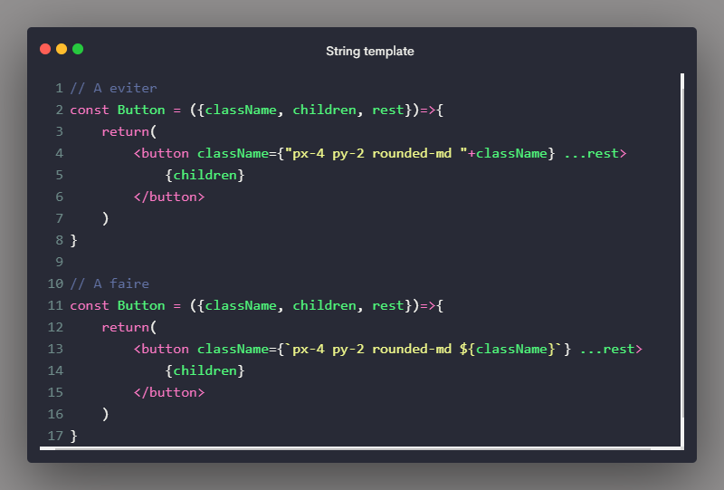 Astuce JS : template strings Astuce JS : template strings