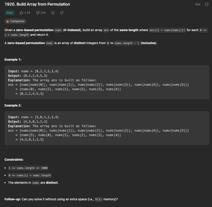 Build Array from Permutation Build Array from Permutation