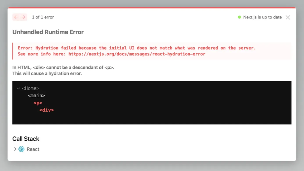 Hydration failed because the initial UI does not match what was ... Hydration failed because the initial UI does not match what was ...