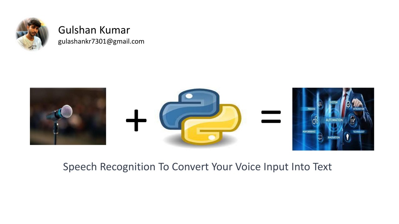 Speech Recognition To Convert Your Voice Input Into Text Speech Recognition To Convert Your Voice Input Into Text