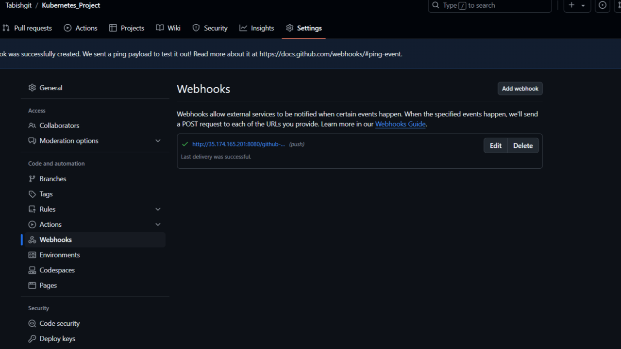 Webhook Trigger Project Webhook Trigger Project