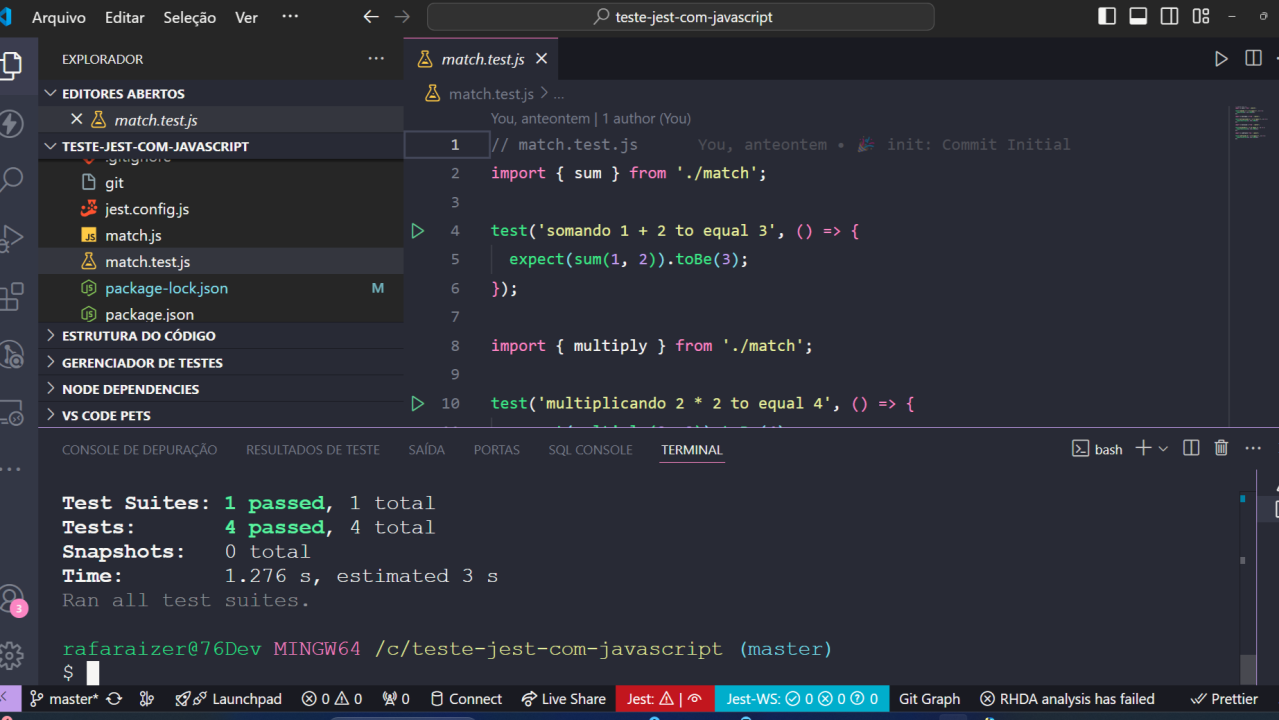 Em Busca de Conhecimento: Configurando Testes Automatizados com Jest Em Busca de Conhecimento: Configurando Testes Automatizados com Jest