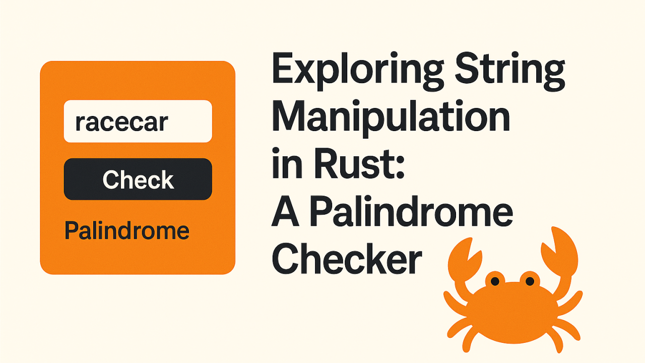 🦀 Exploring String Manipulation in Rust: A Palindrome Checker 🦀 Exploring String Manipulation in Rust: A Palindrome Checker
