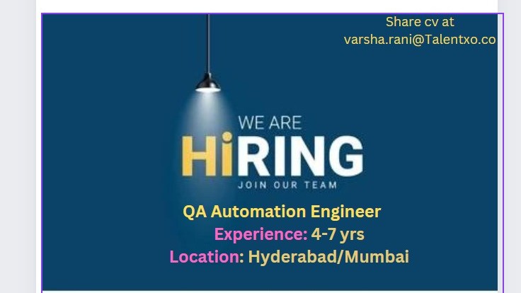 Urgent Hiring !! QA Automation Engineer Urgent Hiring !! QA Automation Engineer