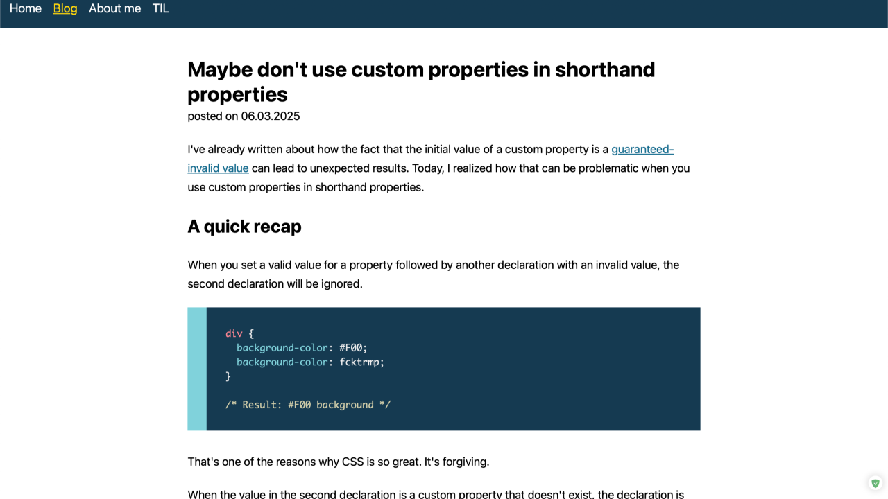 Day 67 - Avoid Custom Properties in Shorthands Day 67 - Avoid Custom Properties in Shorthands