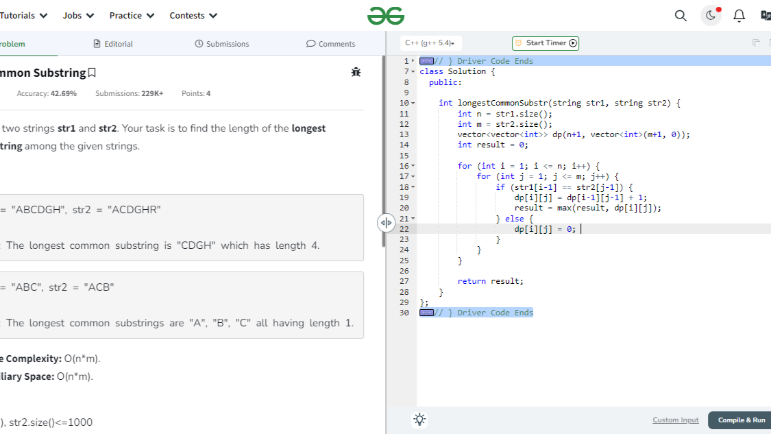 Problem: Longest Common Substring Problem: Longest Common Substring