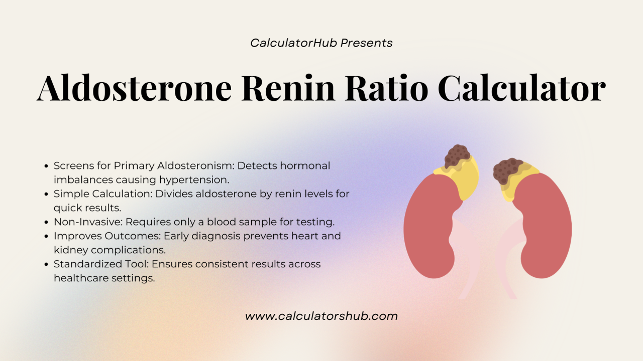 Aldosterone Renin Ratio Calculator Aldosterone Renin Ratio Calculator