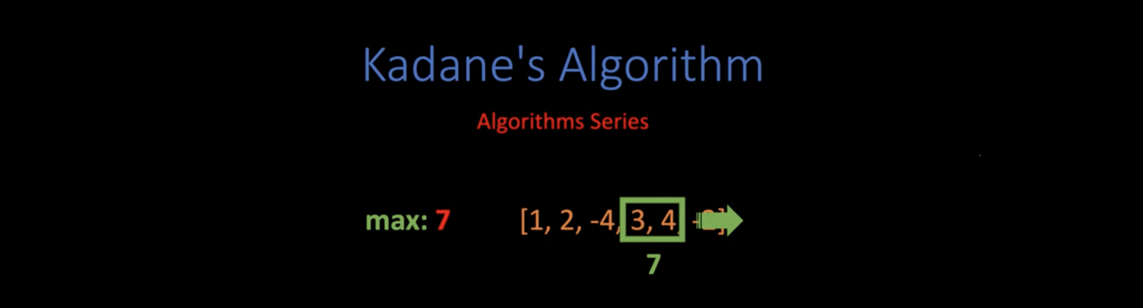 Kadane's Algorithm Kadane's Algorithm
