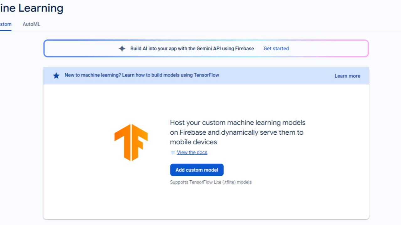 Firebase ML and custom models Firebase ML and custom models