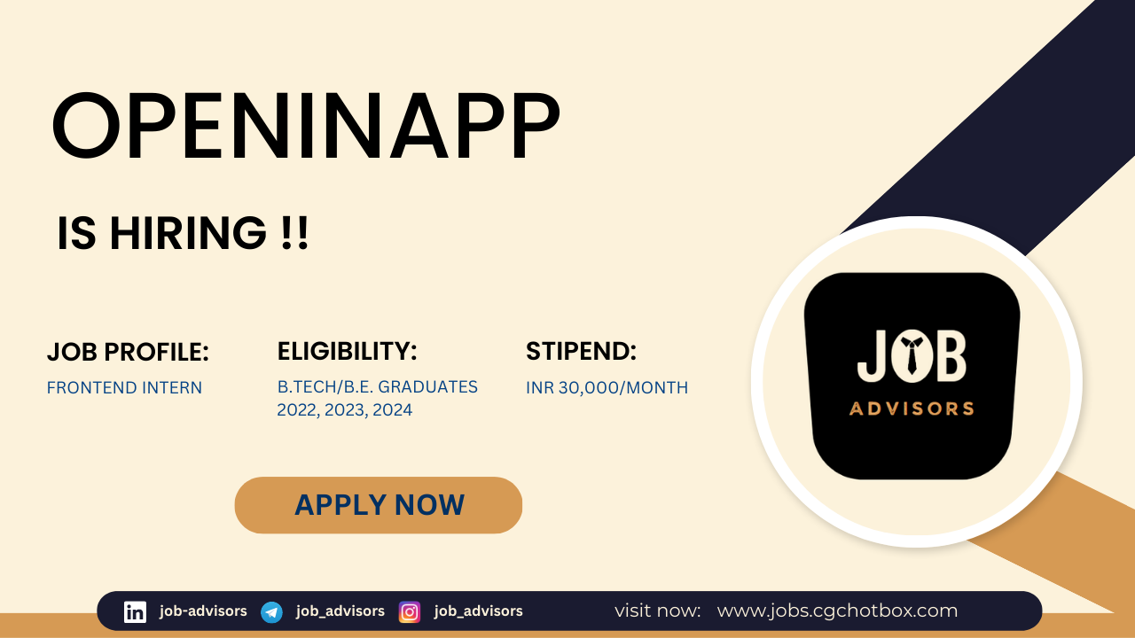 OpeninApp Is Hiring For Intern - Frontend Developer (ReactJS) OpeninApp Is Hiring For Intern - Frontend Developer (ReactJS)
