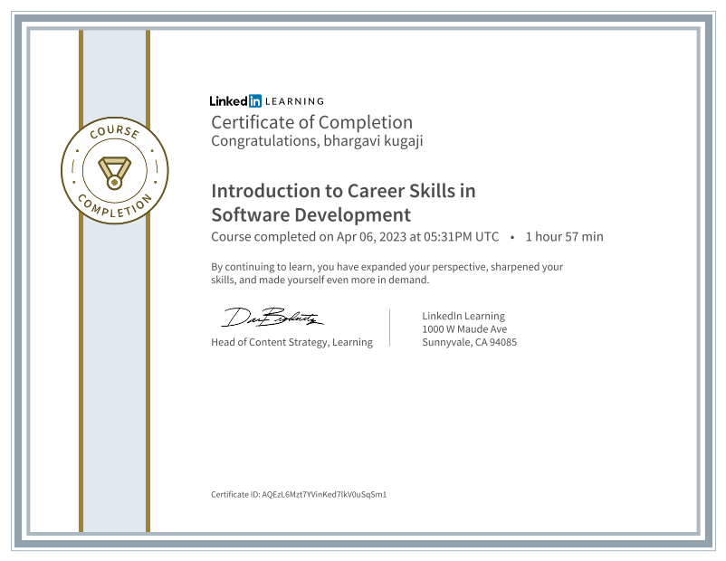 bhargavi kugaji on LinkedIn: Certificate of Completion bhargavi kugaji on LinkedIn: Certificate of Completion
