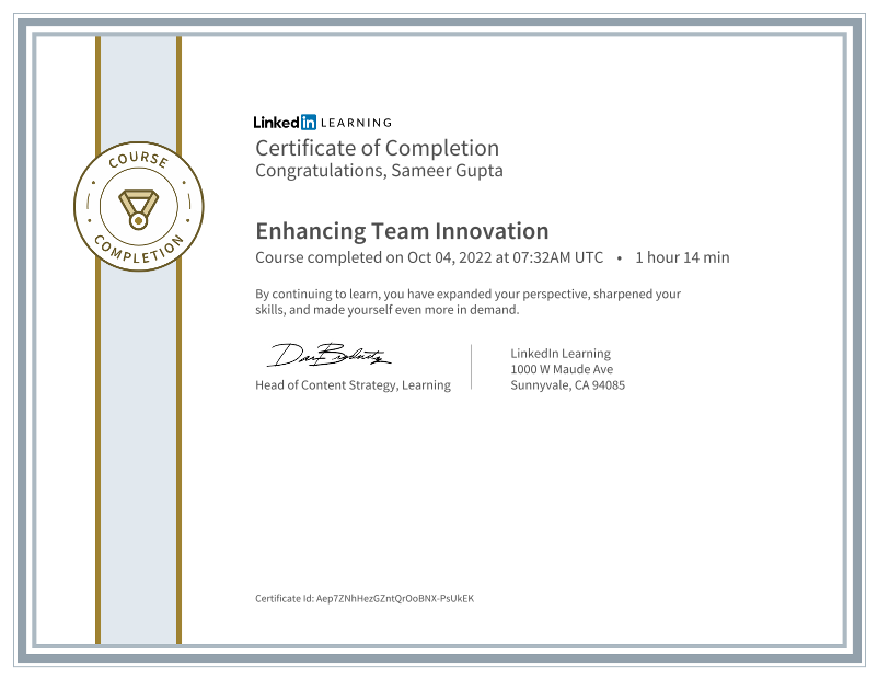 Sameer Gupta on LinkedIn: Certificate of Completion Sameer Gupta on LinkedIn: Certificate of Completion