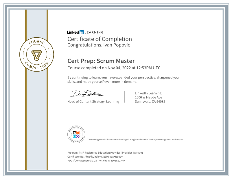 Ivan Popovic on LinkedIn: Certificate of Completion Ivan Popovic on LinkedIn: Certificate of Completion