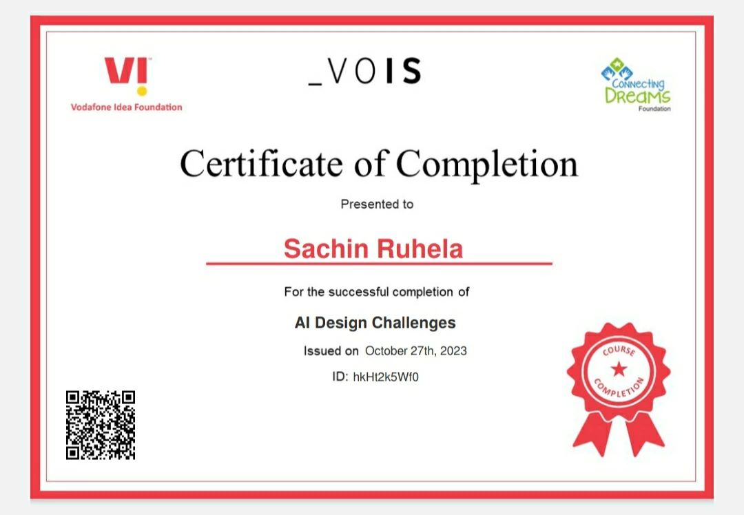 Excited to announce that I've earned my AI challenge form VOIS (VI ... Excited to announce that I've earned my AI challenge form VOIS (VI ...