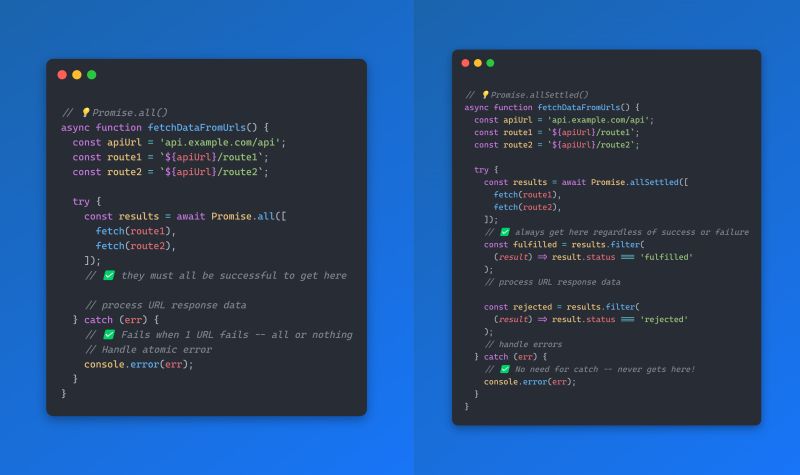 Coding Beauty on LinkedIn: 💡Promise.all() vs Promise.allSettled() in ... Coding Beauty on LinkedIn: 💡Promise.all() vs Promise.allSettled() in ...