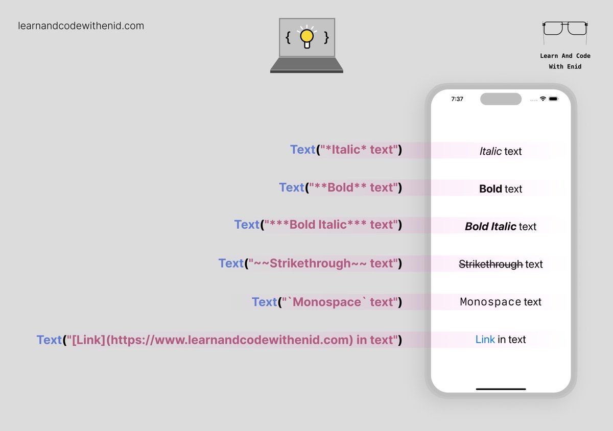 Learn And Code With Enid on LinkedIn: How to use Markdown in SwiftUI to ... Learn And Code With Enid on LinkedIn: How to use Markdown in SwiftUI to ...