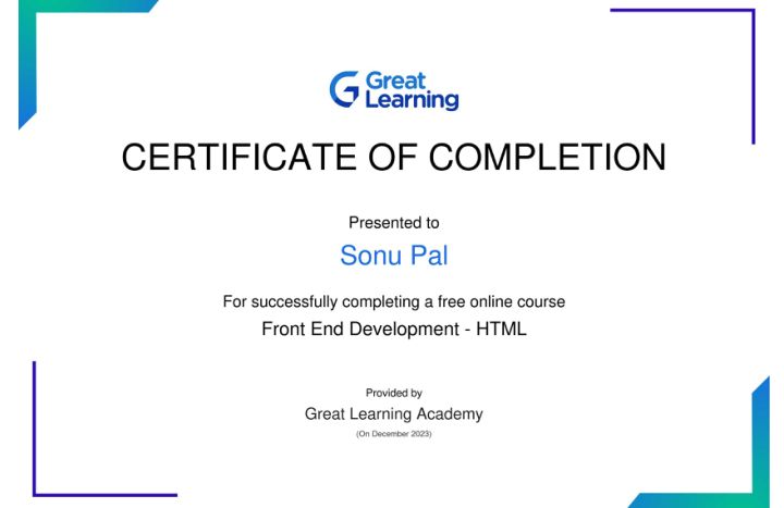 Sonu Pal on LinkedIn: HTML language certificate Sonu Pal on LinkedIn: HTML language certificate