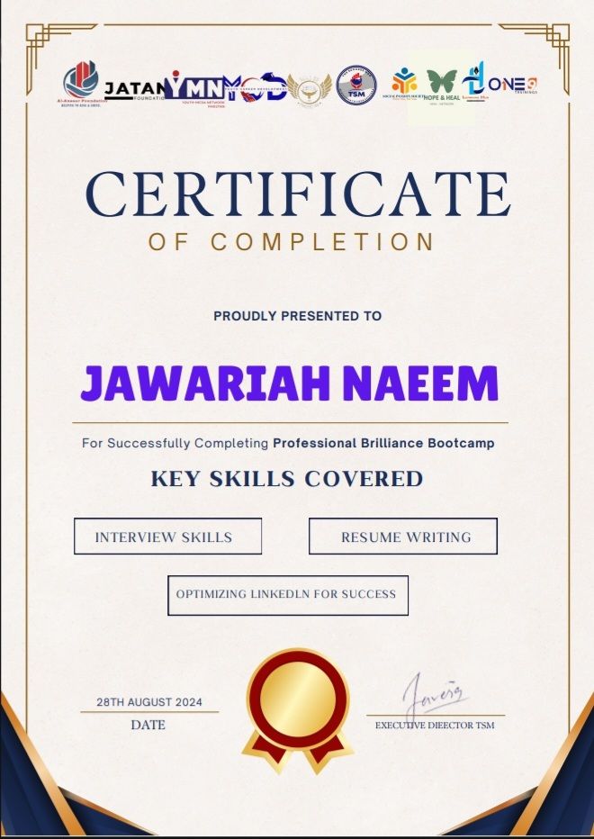Jawariah Naeem on LinkedIn: I'm delighted to share that I've received ... Jawariah Naeem on LinkedIn: I'm delighted to share that I've received ...