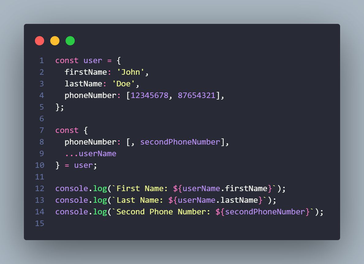 Hélder Afonso S. on LinkedIn: #javascript #nodejs #destructuring # ... Hélder Afonso S. on LinkedIn: #javascript #nodejs #destructuring # ...