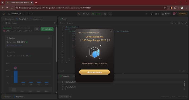 #day140 #dsa #leetcode #dsa #codingjourney #1431solved #keepgrinding ... #day140 #dsa #leetcode #dsa #codingjourney #1431solved #keepgrinding ...