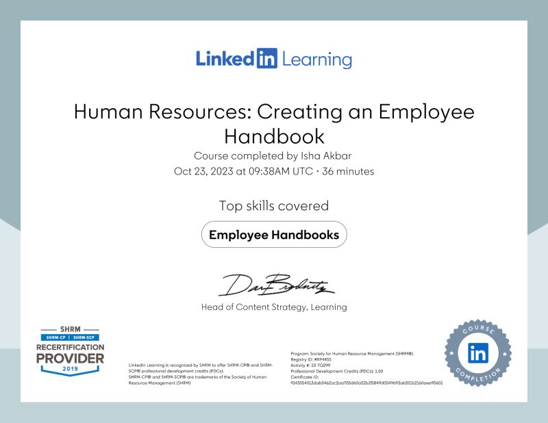 Isha Akbar on LinkedIn: Certificate of Completion Isha Akbar on LinkedIn: Certificate of Completion