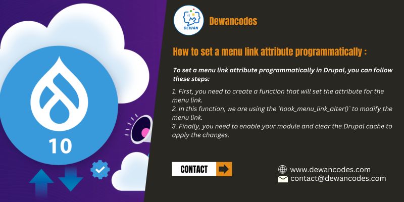How to set a menu link attribute programmatically in Drupal | Dewan ... How to set a menu link attribute programmatically in Drupal | Dewan ...