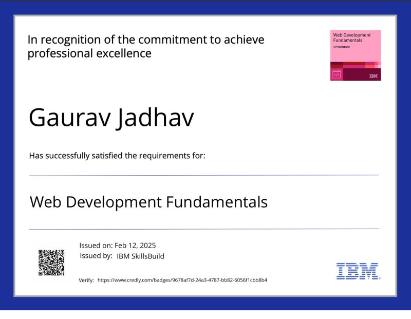 #webdevelopment #ibmskillbuild #ibm | Gaurav Jadhav #webdevelopment #ibmskillbuild #ibm | Gaurav Jadhav