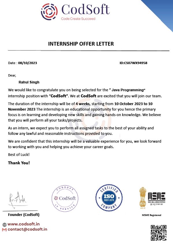 Hello Everyone, I am very excited to share my INTERNSHIP OFFER LETTER ... Hello Everyone, I am very excited to share my INTERNSHIP OFFER LETTER ...