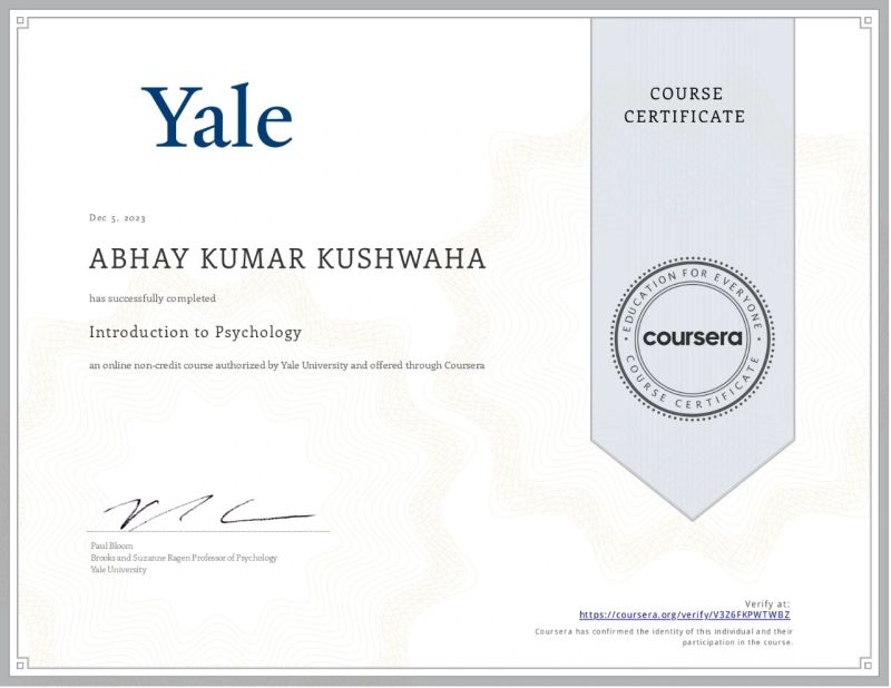 Abhay Kumar Kushwaha on LinkedIn: #coursera #introductiontopsychology Abhay Kumar Kushwaha on LinkedIn: #coursera #introductiontopsychology