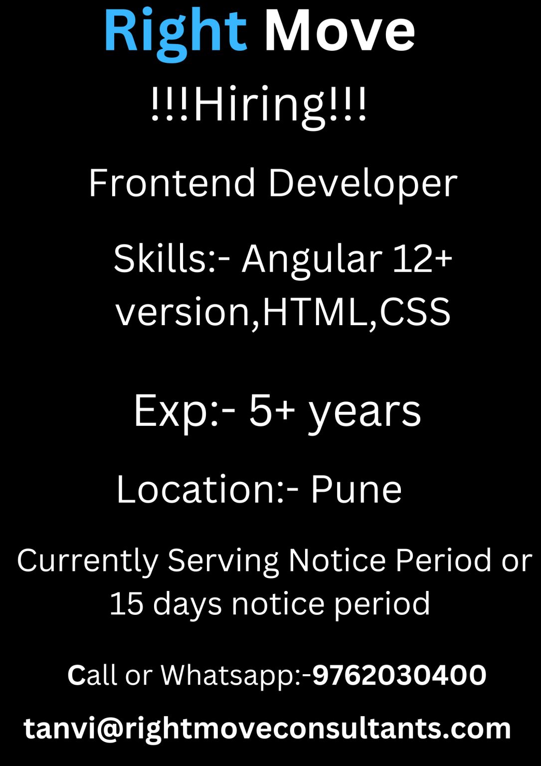 Tanvi P on LinkedIn: #frontenddeveloper #html #css #angular #hiringnow Tanvi P on LinkedIn: #frontenddeveloper #html #css #angular #hiringnow