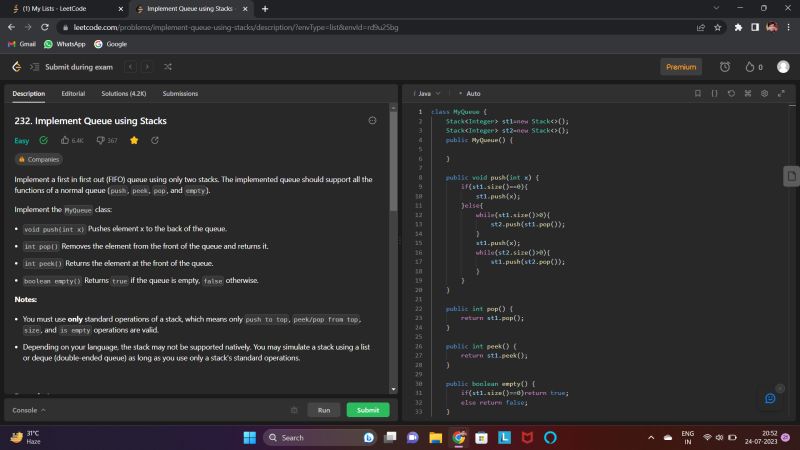 DAY-57/100 Problem-Implement Queue using stack Difficulty level ... DAY-57/100 Problem-Implement Queue using stack Difficulty level ...