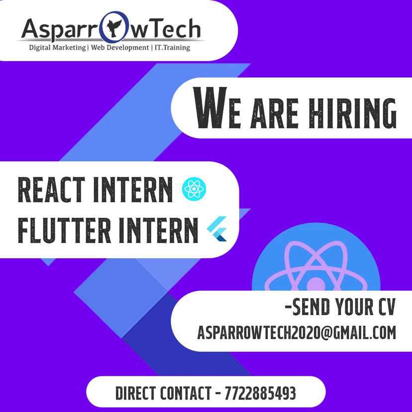 Asparrow Tech on LinkedIn: #internship #hiring #reactjs #reactnative # ... Asparrow Tech on LinkedIn: #internship #hiring #reactjs #reactnative # ...